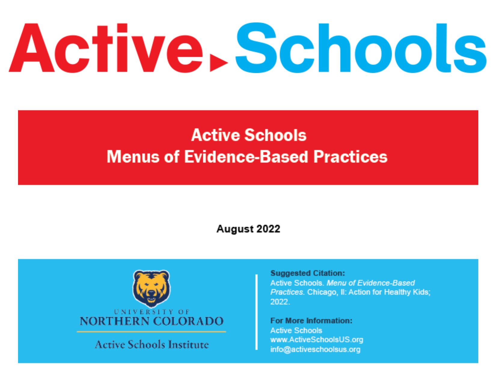Active Schools Menus of Evidence-Based Practices | Active Schools